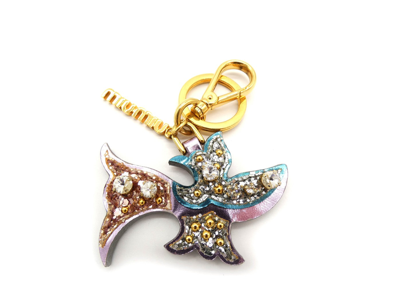 Miu Miu Leather and Crystal Art Keychain – Occhi Azzurri