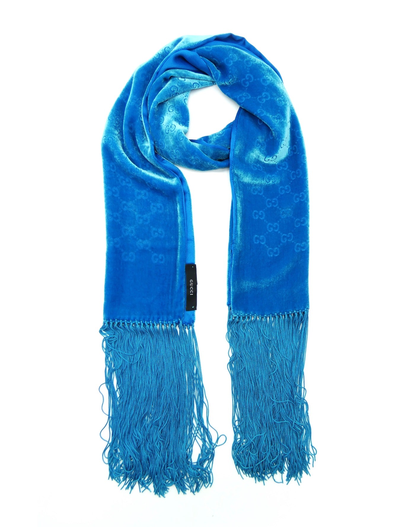 Gucci GG Monogram Turquoise Velvet and Satin Scarf – Occhi Azzurri